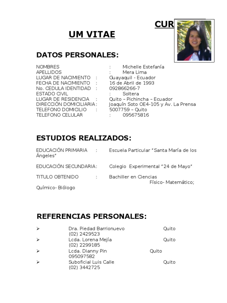 Curriculum - Michelle | PDF