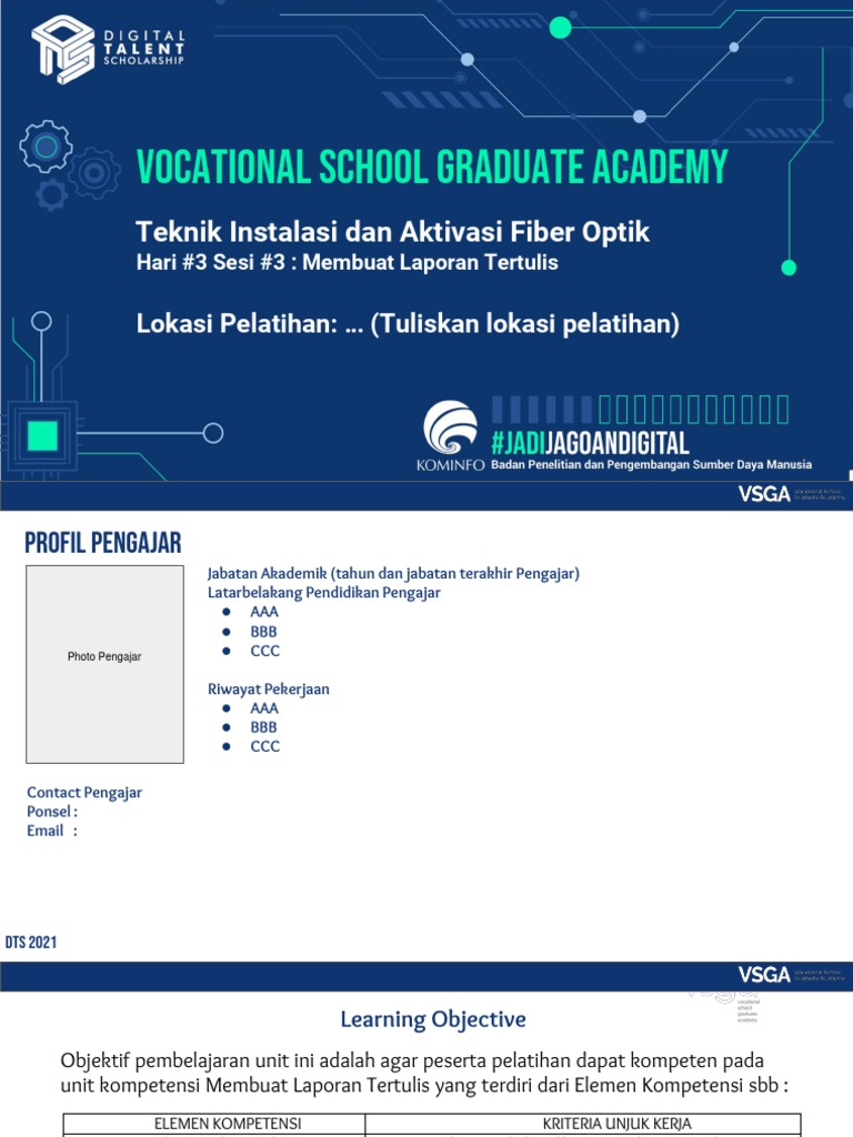 Pertemuan 8 - Bahan Ajar Pelatihan Teknisi Instalasi Dan Aktivasi Fiber Optik Program VSGA DTS ...