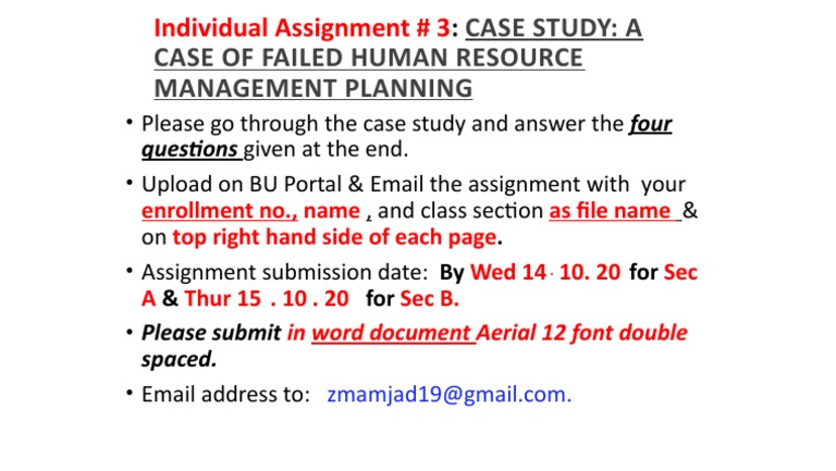 Individual Assignment # 3: Case Study: A Case of Failed Human Resource ...