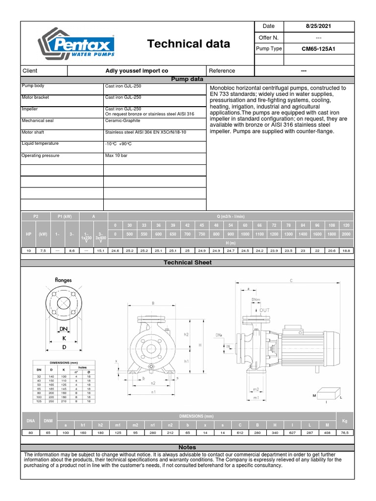 Technical Data | PDF | Pump | Mechanical Engineering