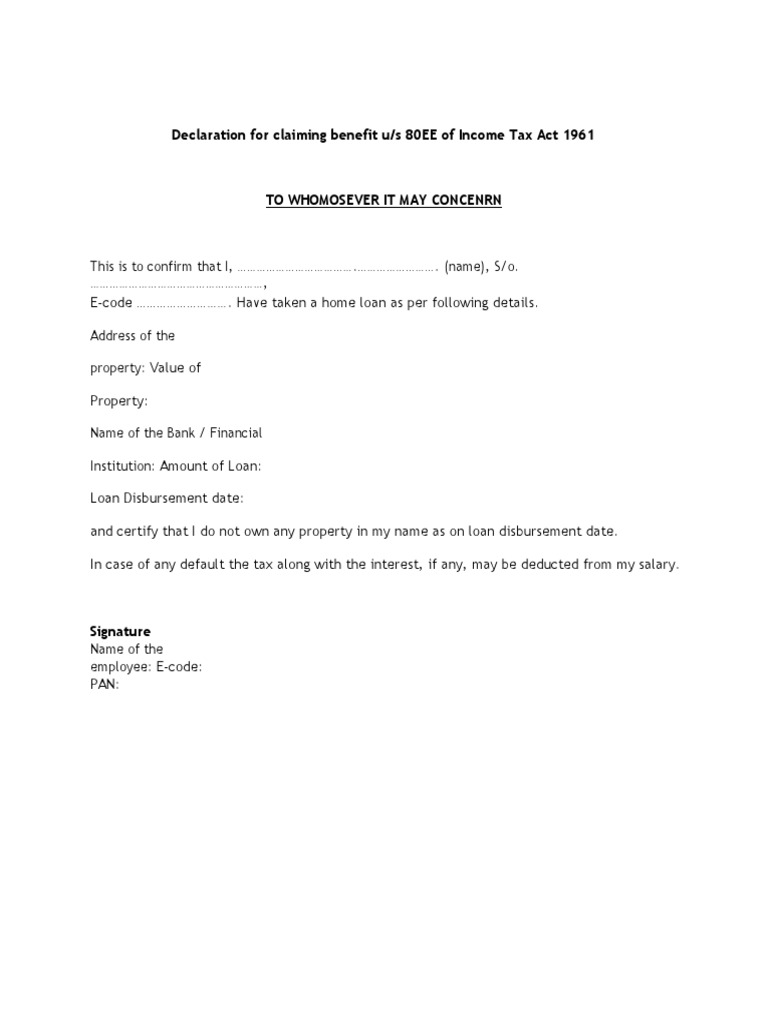 Declaration 80EE | PDF