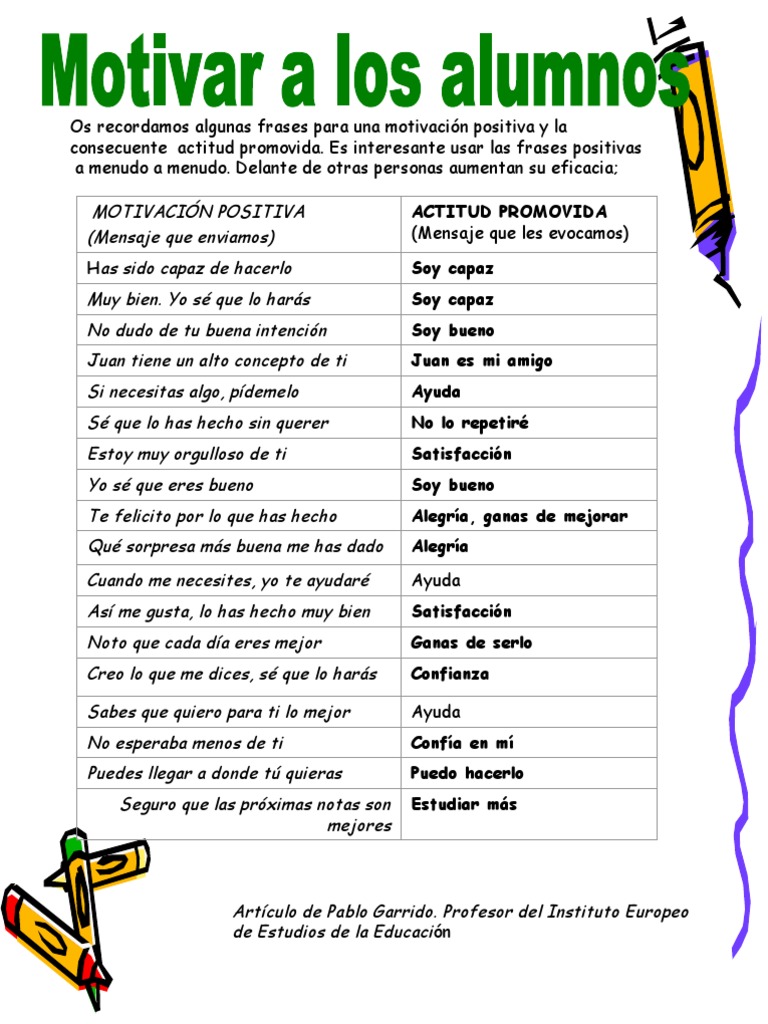 Motivar A Los Alumnos | PDF | Relaciones personales, crianza y ...