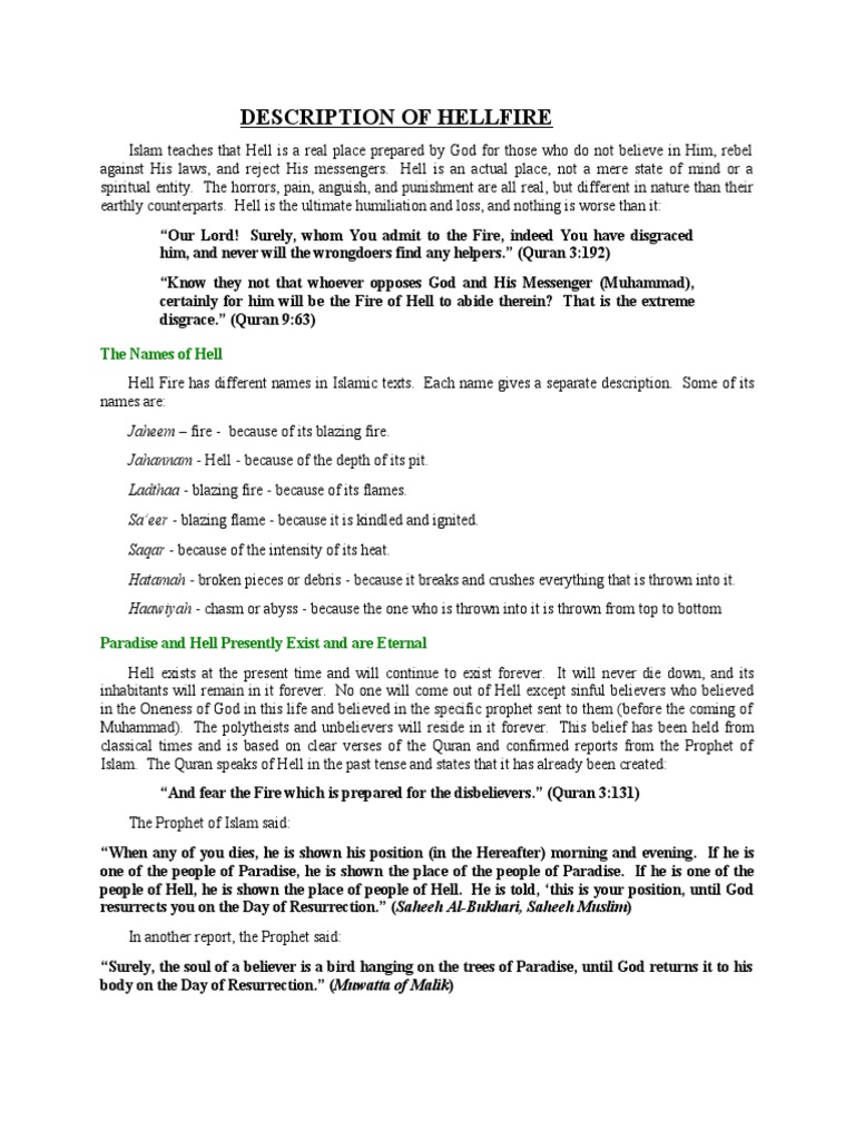 Description of Hellfire | PDF | Religious Behaviour And Experience ...