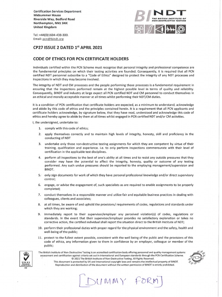 CP27 - Code of Ethics WEB Version (Dummy) | PDF