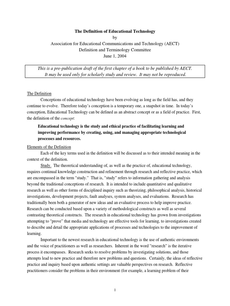AECT The Definition of Educational Techn | PDF | Educational Technology | Learning
