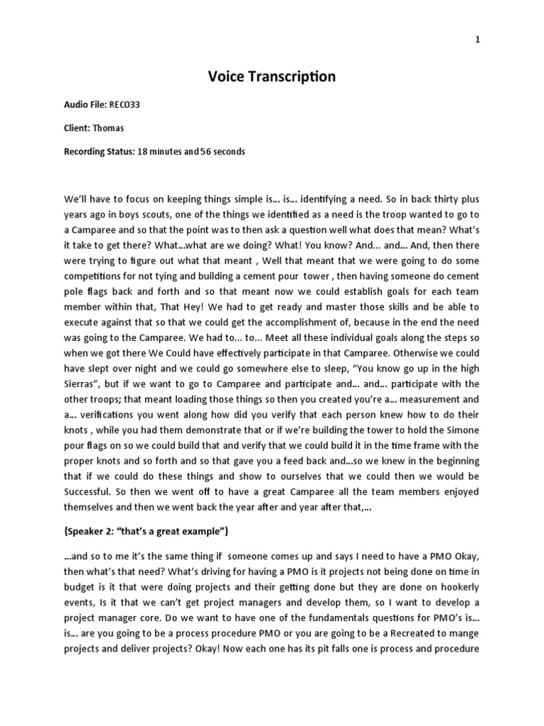 Voice Transcription REC033 | PDF