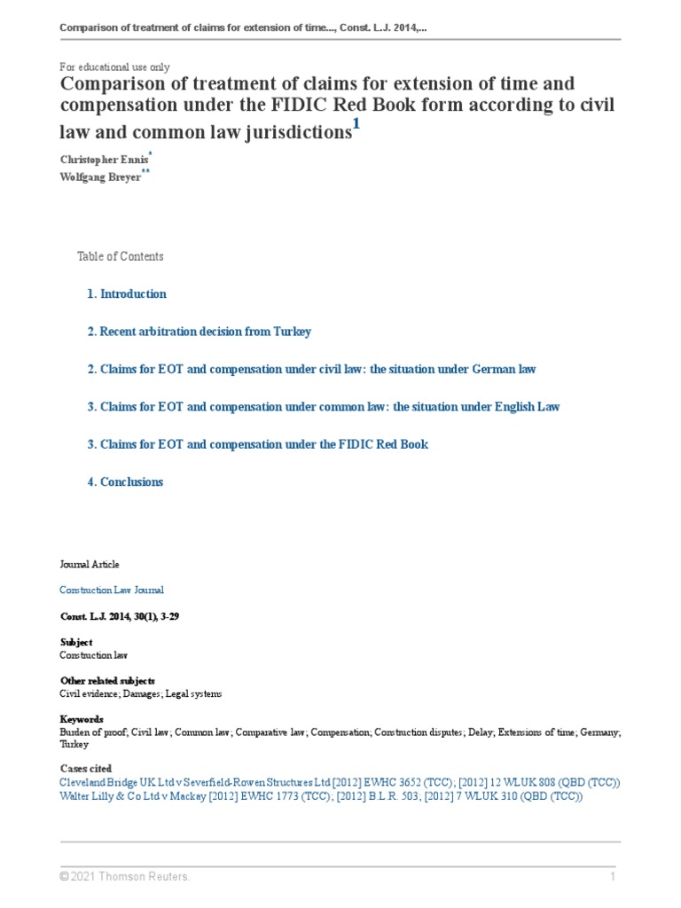 Wolfgang Breyer-Comparison of Claims For EoT Under The FIDIC Red Book ... Wolfgang Breyer-Comparison of Claims For EoT Under The FIDIC Red Book ...