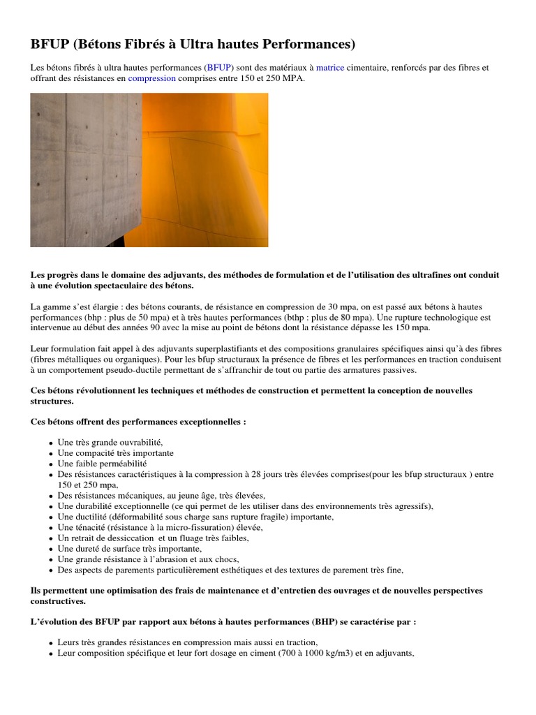 BFUP Beton Fibres A Ultra Hautes Performances | PDF | Béton | Pont