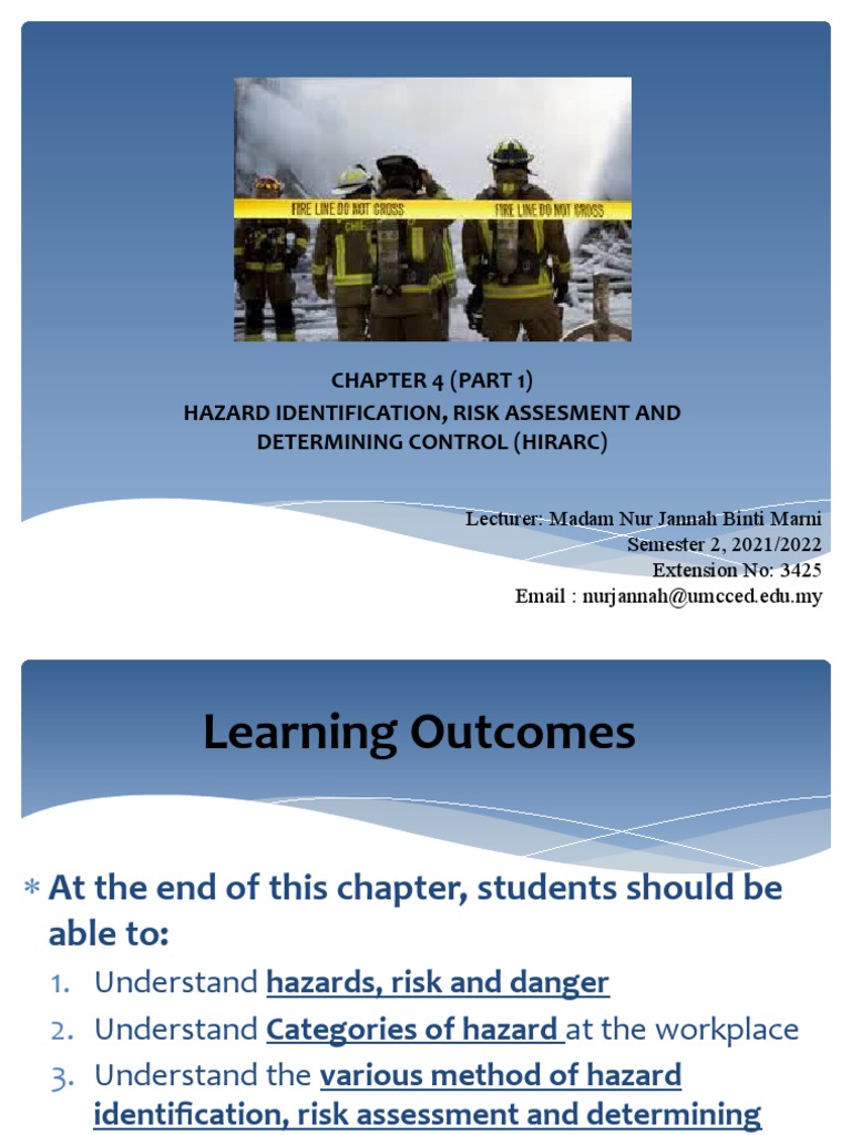 Chapter 4 (Hazard Identification, Risk Assessment and Determining ...