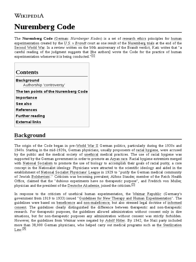 Nuremberg Code | PDF | Applied Ethics | Professional Ethics