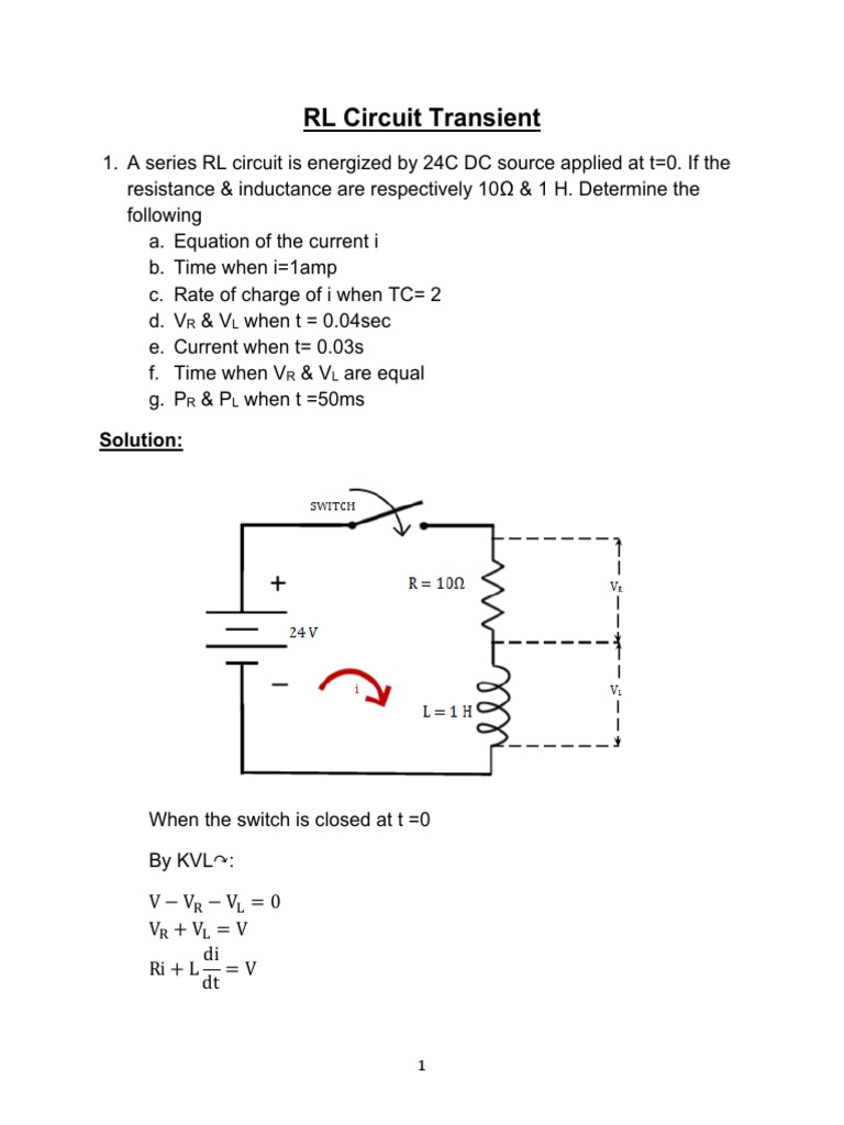 Sample Problems RL Transient | PDF | Electrical Engineering | Electricity