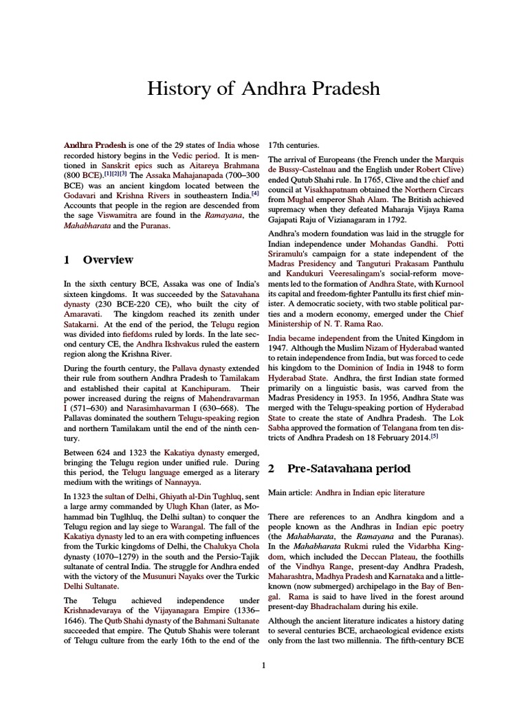 History of Andhra Pradesh Overview | PDF | South India