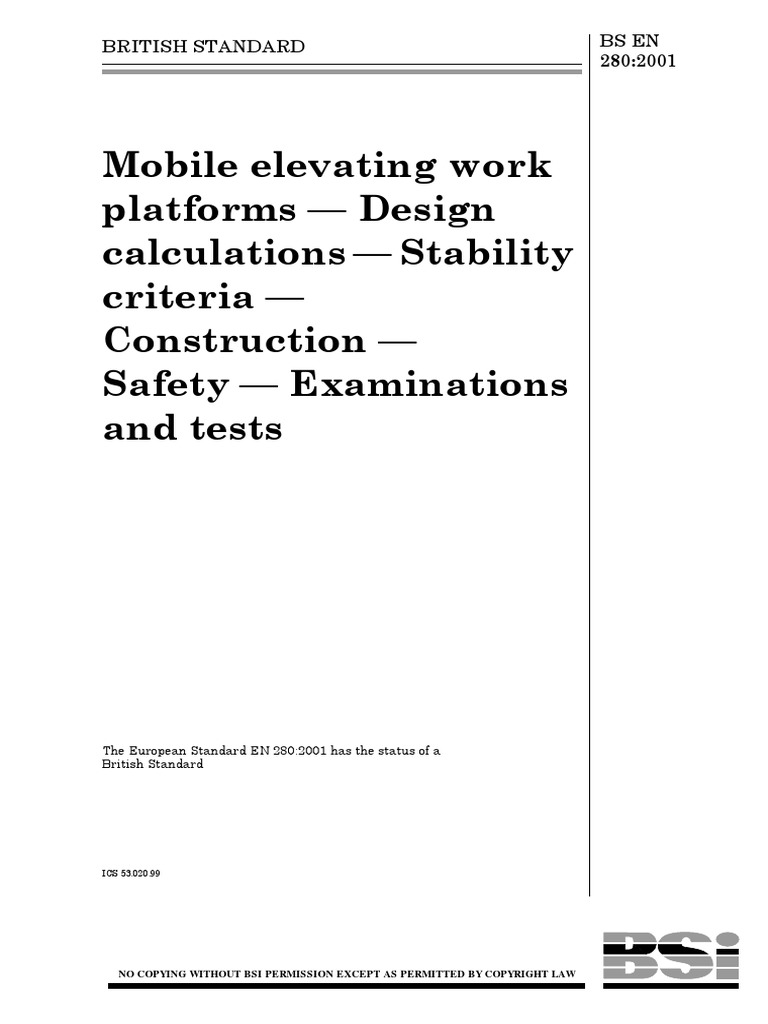 BS en 280 Mobile Elevator Platform | PDF | Structural Load | Force