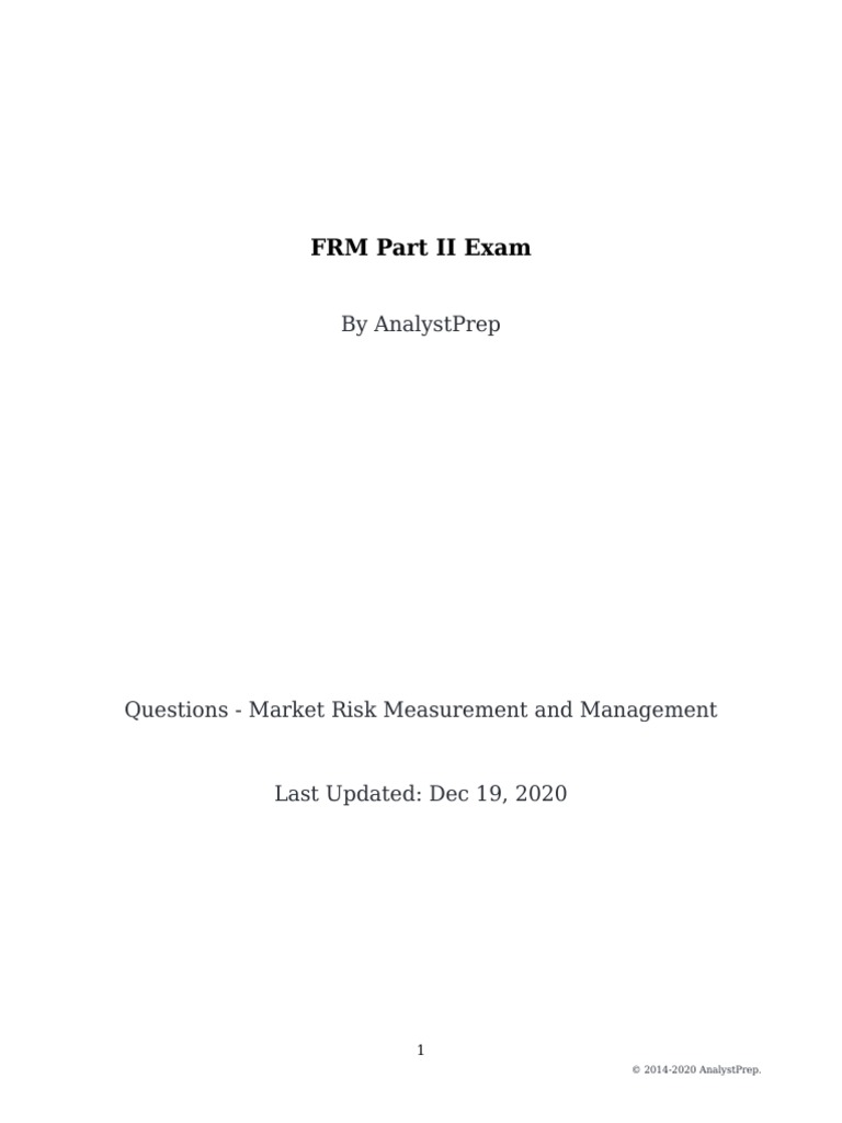 FRM Part Ii Exam: by Analystprep | PDF | Bootstrapping (Statistics ...