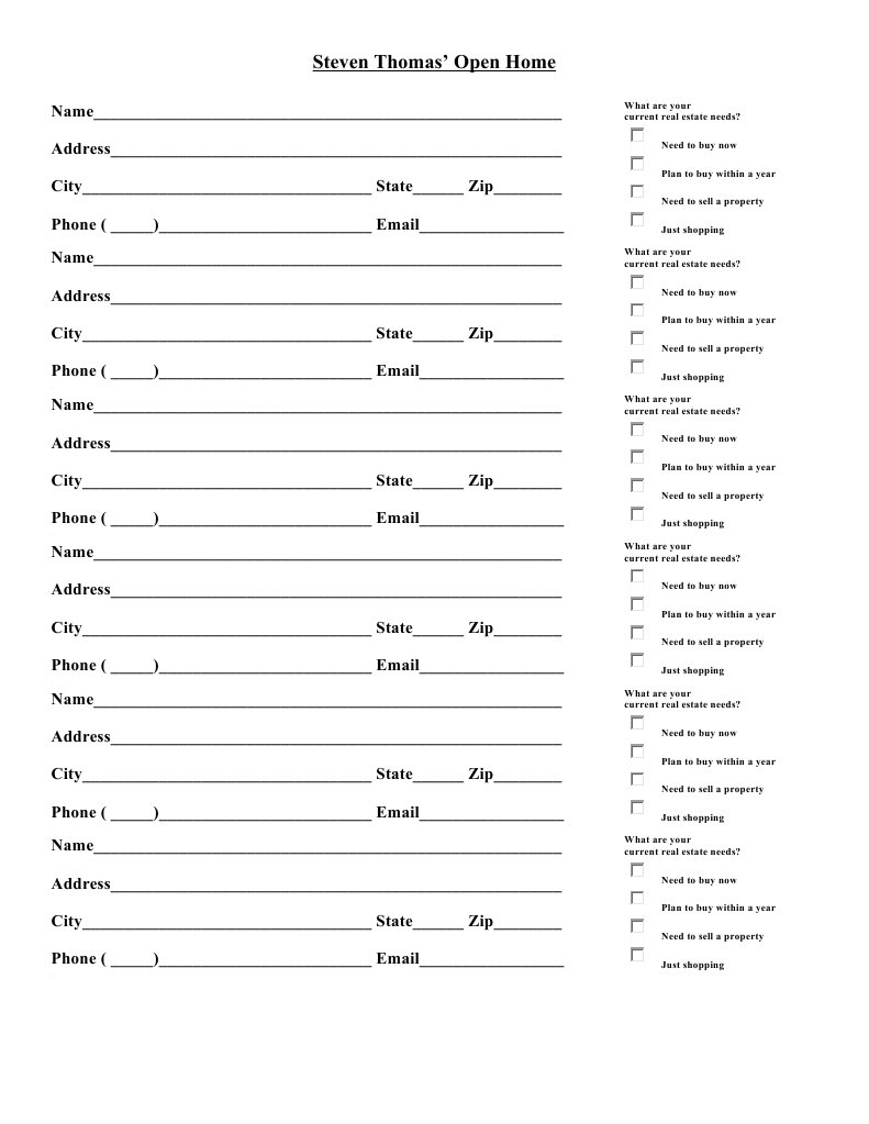 Open House Sheet | PDF | Business | Law