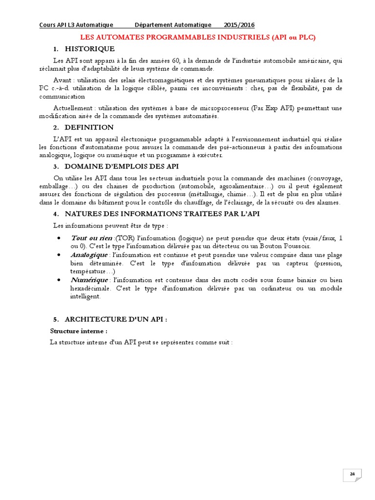 Cours - API Et Programmation L3 Auto | PDF | Entrée/Sortie | Processeur