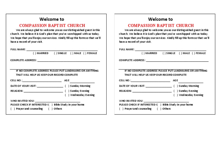Visitors Slip | PDF | Abrahamic Religions | Christian Movements
