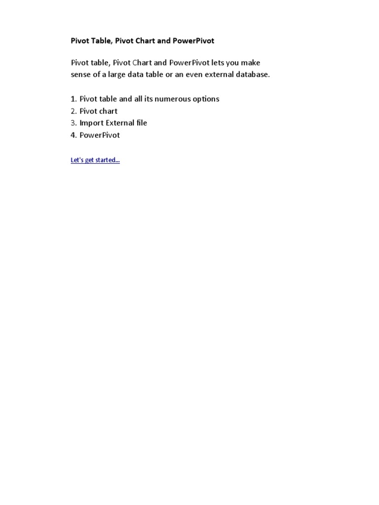Pivot Table, Pivot Chart and Powerpivot: Let'S Get Started | PDF ...