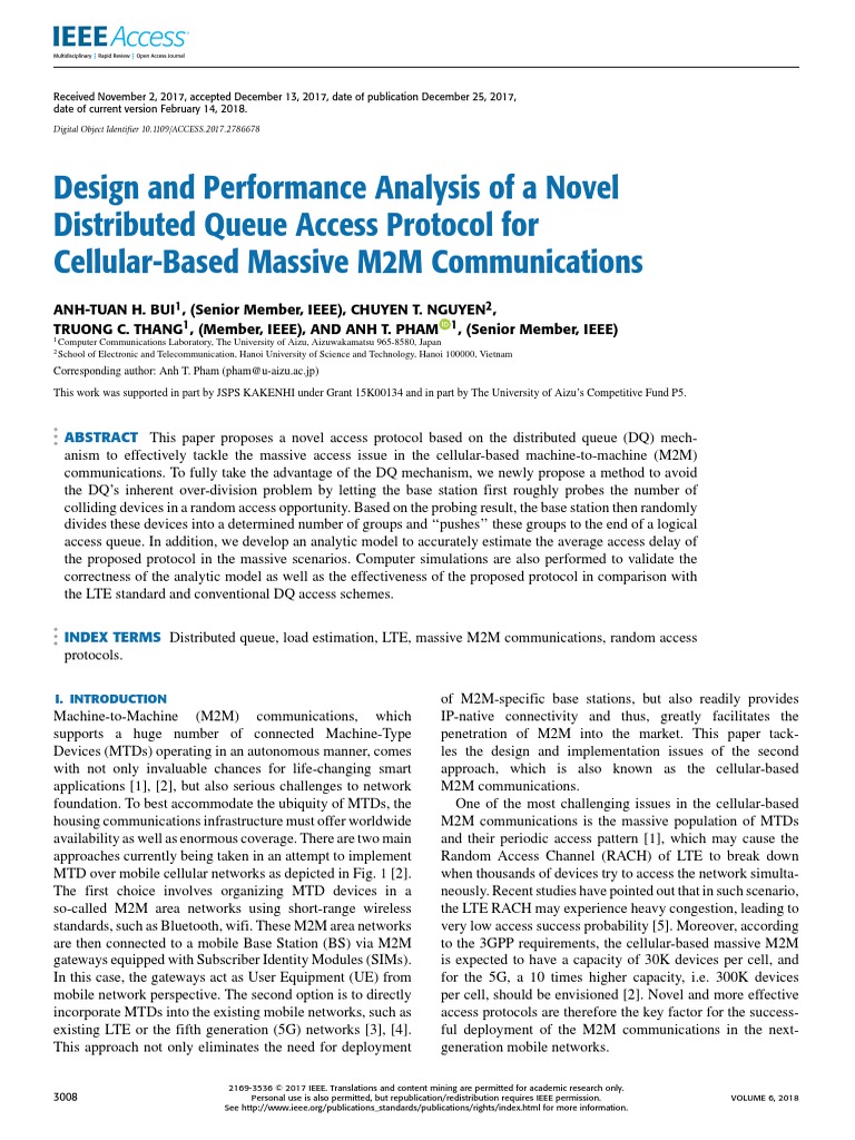 Design and Performance Analysis of A Novel Distributed Queue Access Protocol For Cellular-Based ...