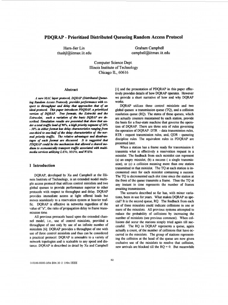 Prioritized Distributed Queueing Random Access Protocol (PDQRAP): A Priority Mechanism for the ...