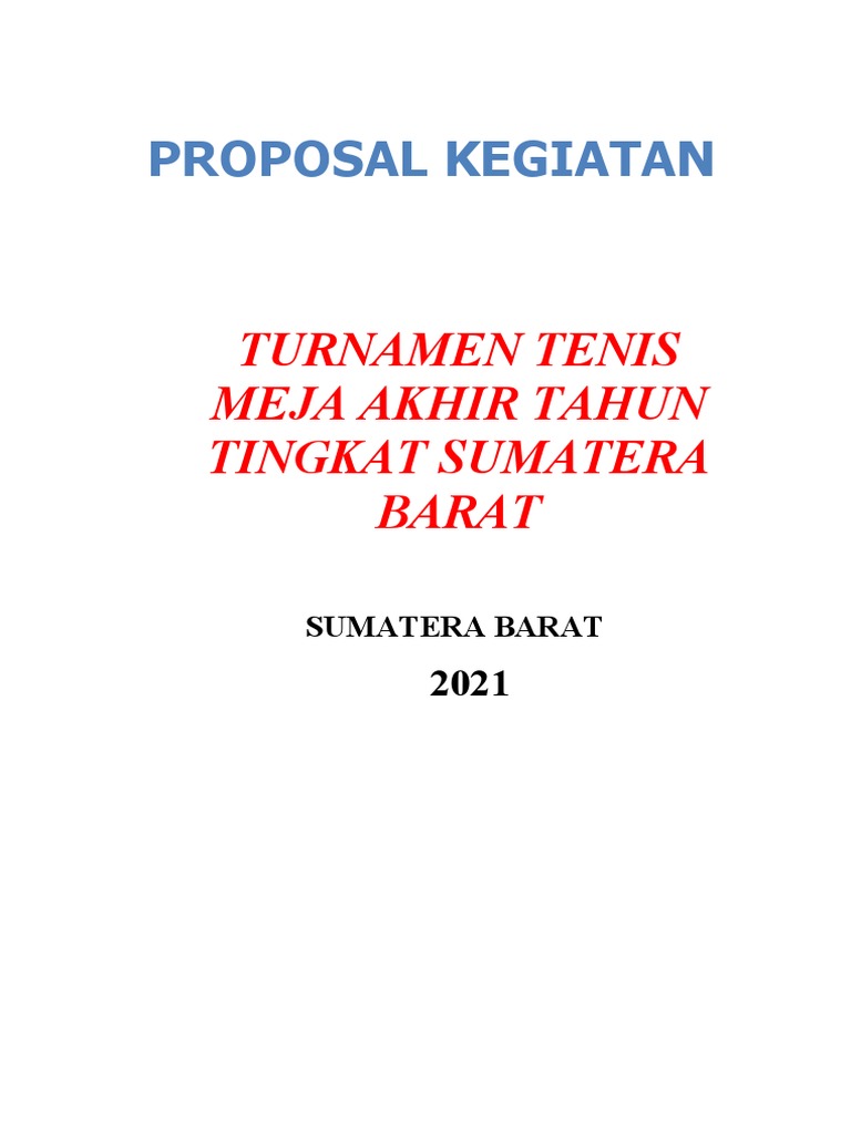 Proposal Turnamen Tenis Meja Sumbar 2021 | PDF