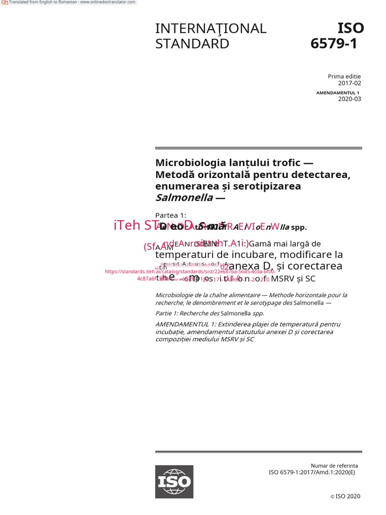 ISO 6579 1 2017 Amd 1 2020.en | PDF