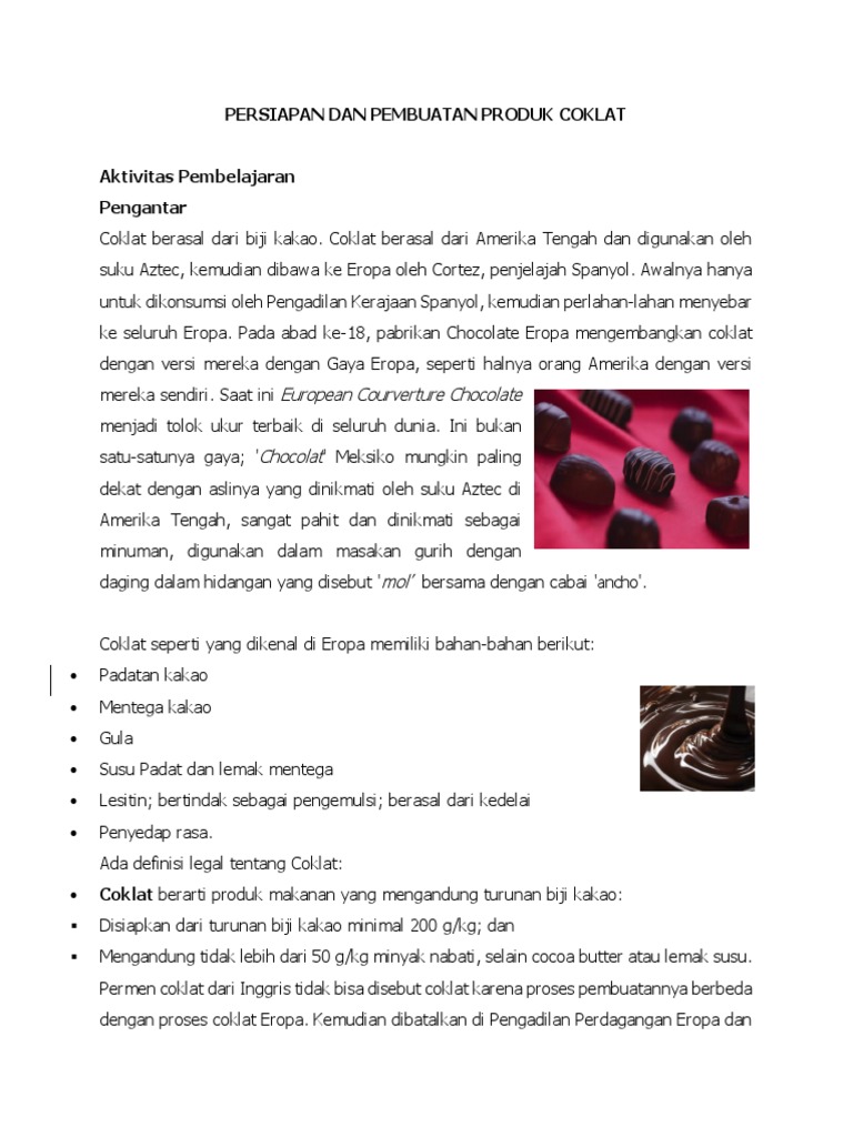 Proses Pembuatan Coklat dan Tekniknya | PDF