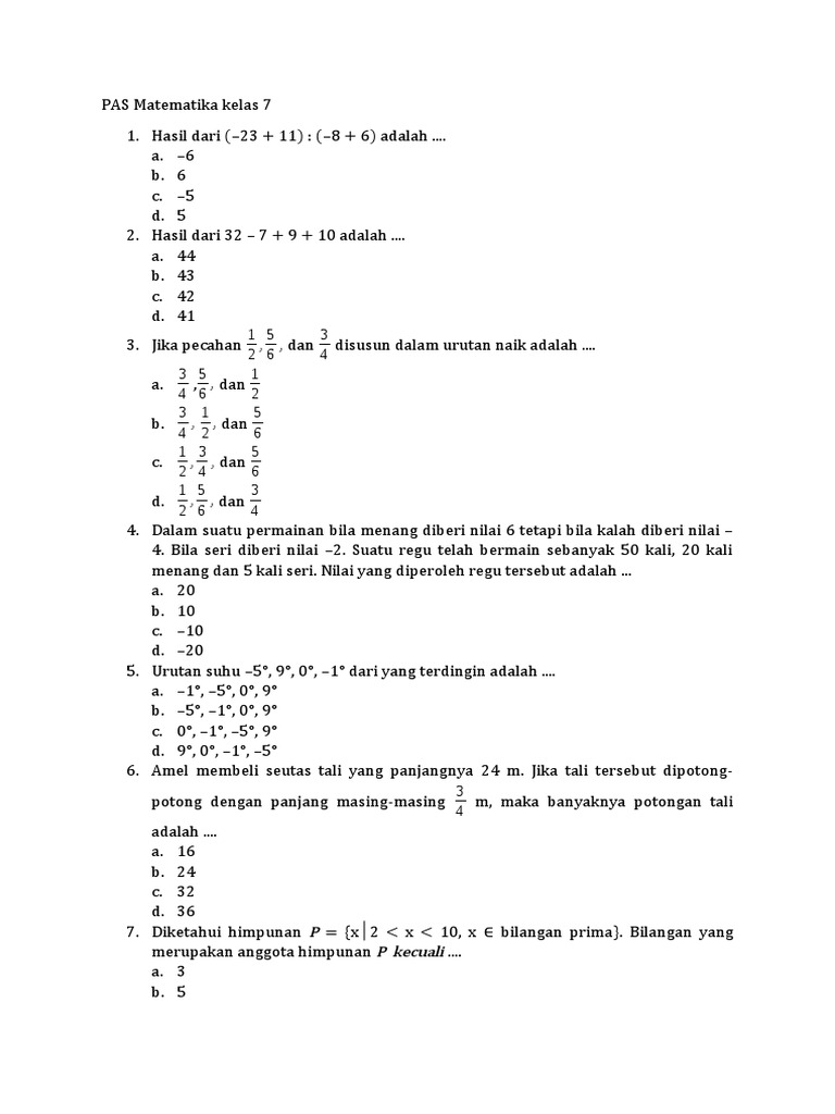 PAS Matematika | PDF | Sains & Matematika
