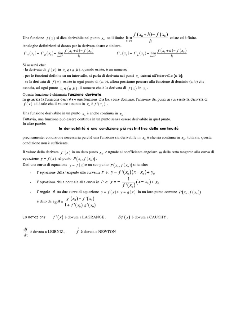 Derivate - Formule | PDF
