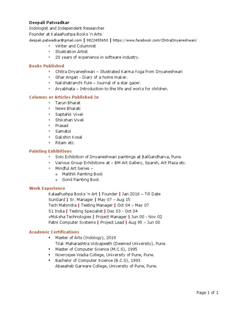 Books Published: Deepali Patwadkar | PDF