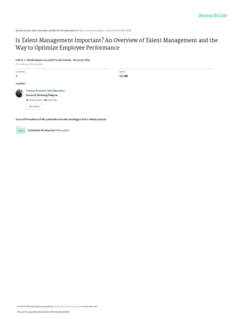 Is Talent Management Important An Overview of Talent 1 | PDF | Talent ...