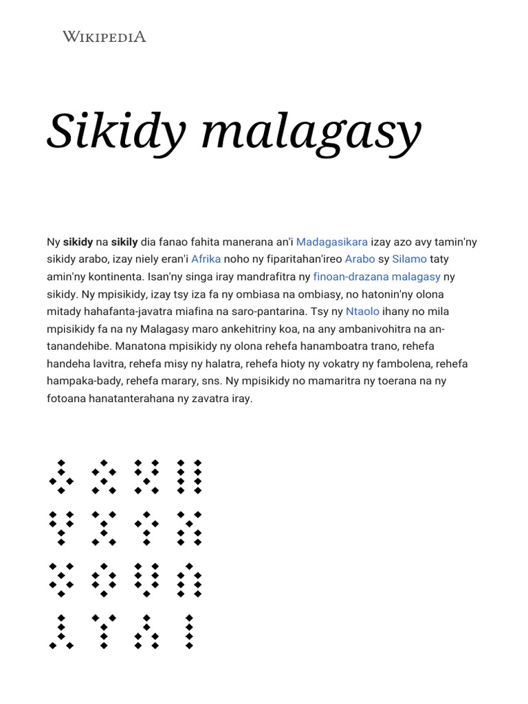 Sikidy Malagasy Wikipedia | PDF