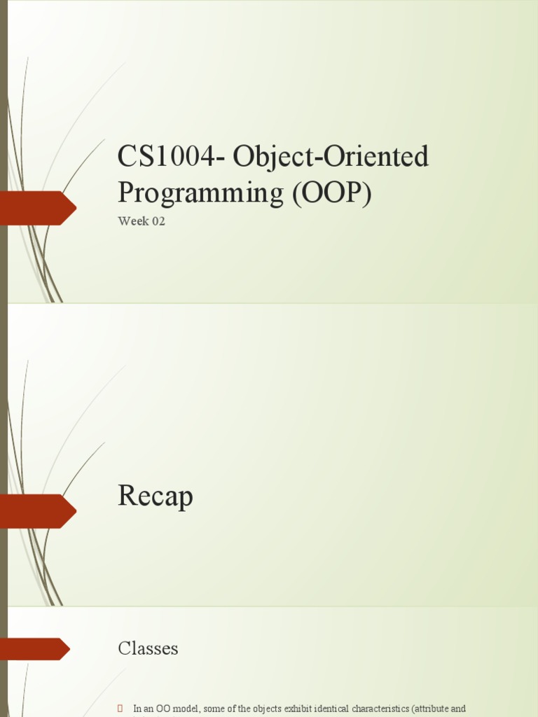 Week 2 L 2 Pdf Class Computer Programming Object Computer Science