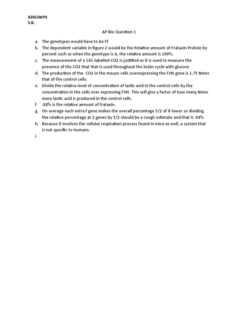 AP Bio Question 1 | PDF