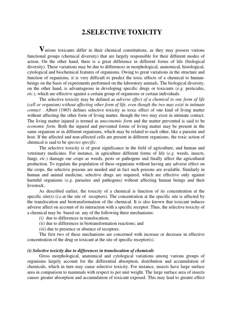 2.selective Toxicity: (I) Selective Toxicity Due To Differences in ...