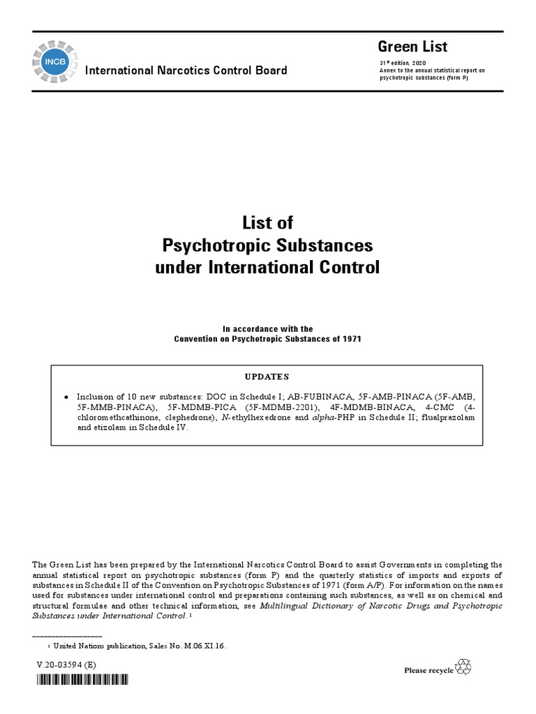 List of Psychotropic Substances Under International Control | PDF ...