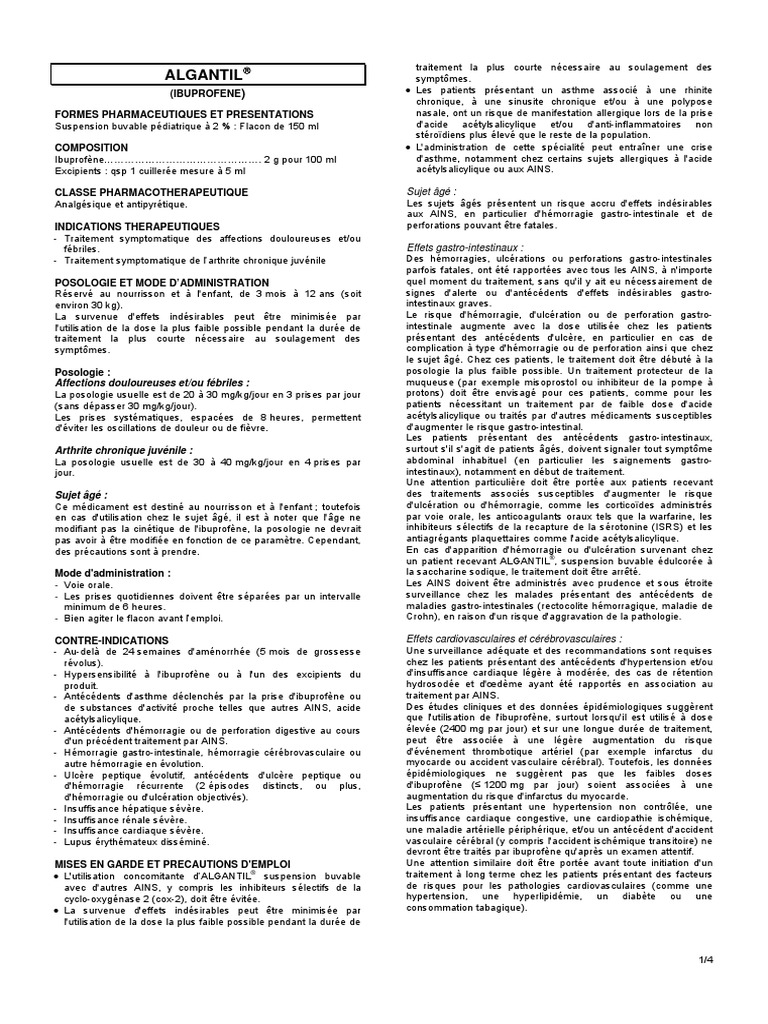 Algantil Enfant 080517 | PDF | Anti-inflammatoire non stéroïdien | Hypertension artérielle