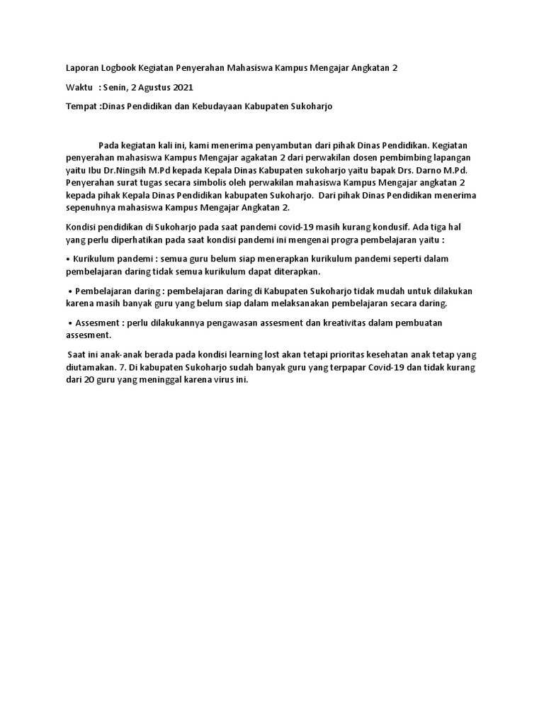 Tausyiah Rohmah N - Laporan Logbook Kegiatan Penyerahan Mahasiswa ...