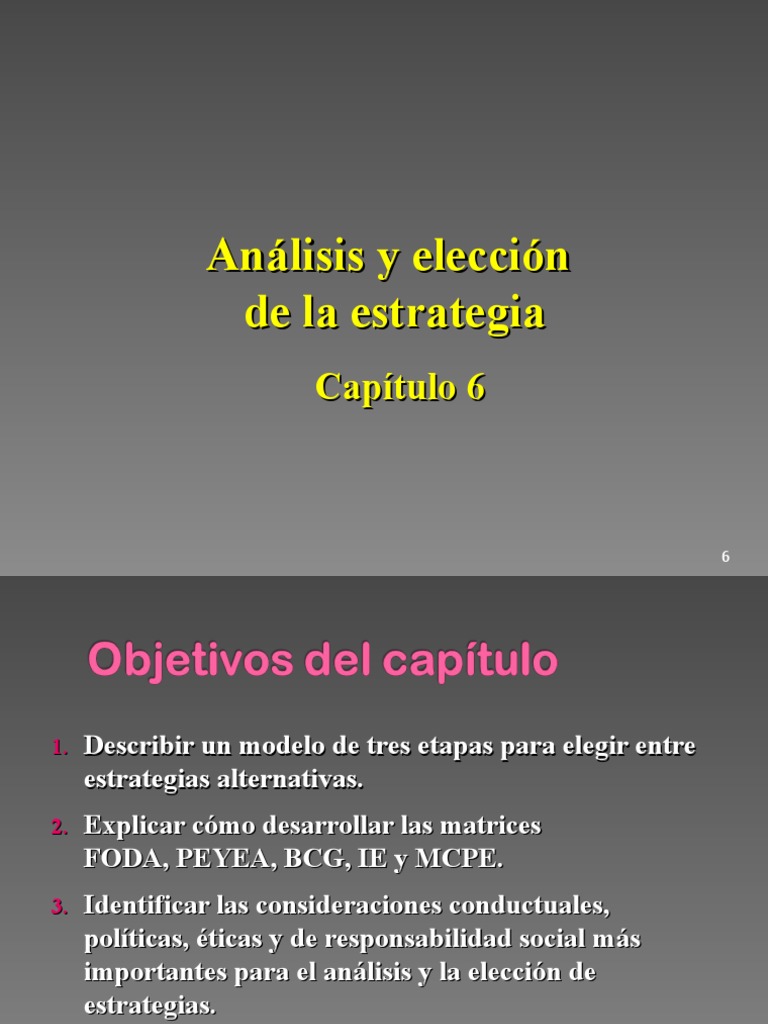 AdmEstrat PPT Cap06 | PDF | Análisis FODA | Planificación