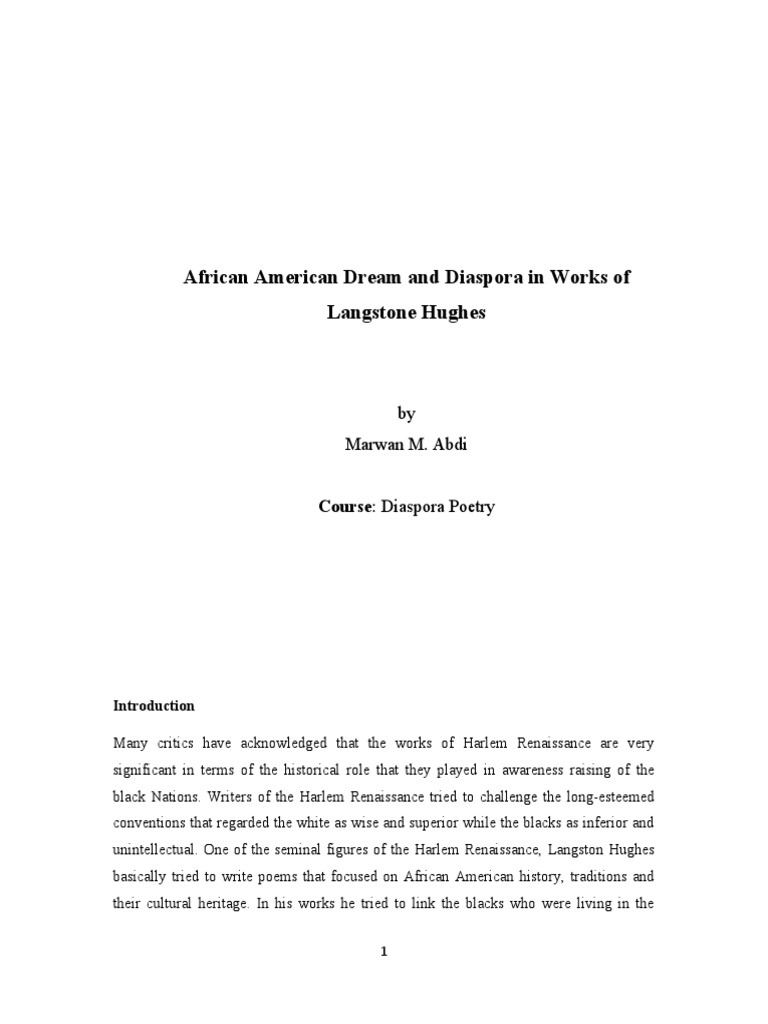 Langston Hughes: African American Dream Analysis | PDF | Harlem ...