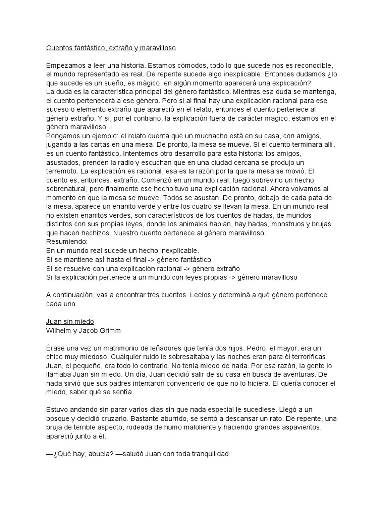 Cuentos Fantástico Extraño Y Maravilloso Pdf Fantasía