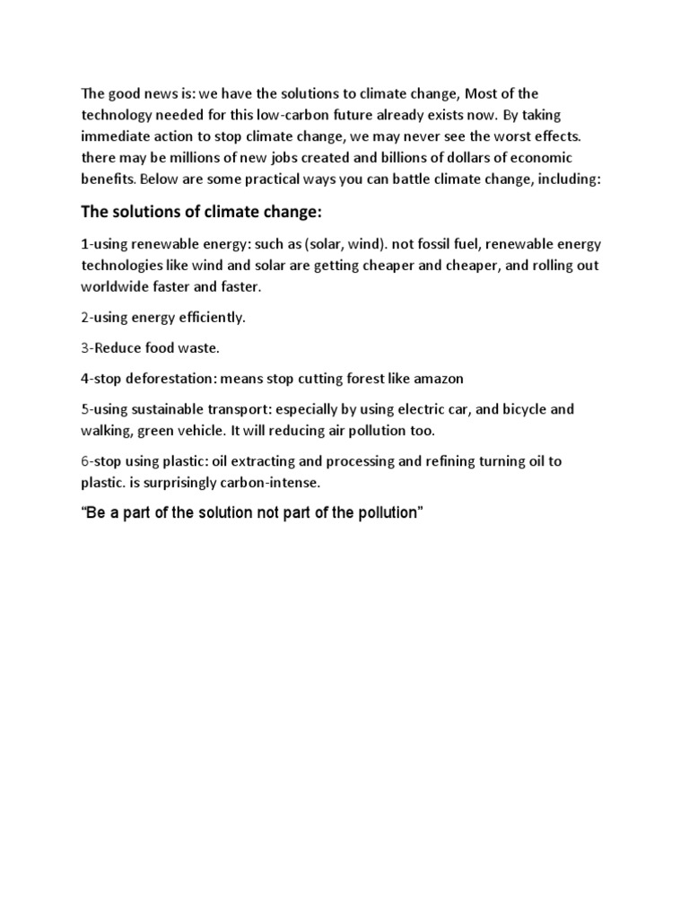 The Solution of Climate Change | PDF