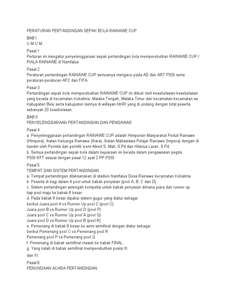 Peraturan Pertandingan Sepak Bola | PDF