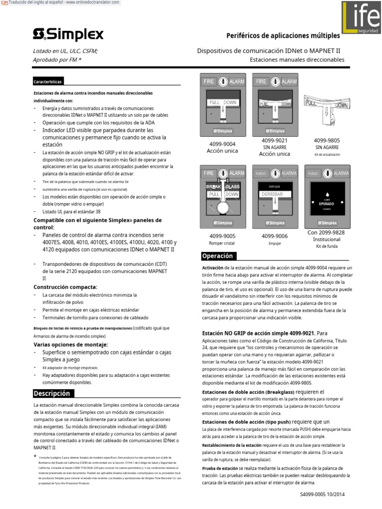 SIMPLEX 4099-9006 Manual de Instalación Español | PDF | Bienes ...
