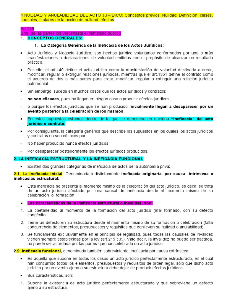 4 Nulidad y Anulabilidad Del Acto Jurídico | PDF | Nulo (ley) | Instituciones sociales