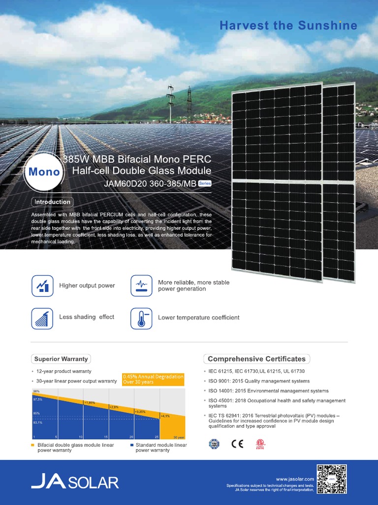 Datasheet Ja Solar JAM60D20 360 385 MB | PDF