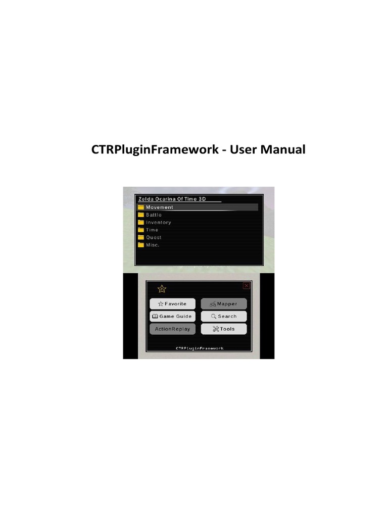 Ctrpluginframework - User Manual | PDF | Cheating In Video Games | Menu (Computing)