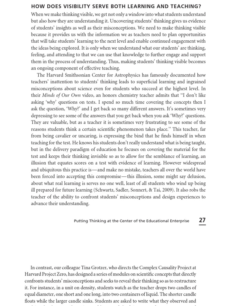 Excerpt From Ron Ritchhart's Book, Making Thinking Visible | PDF ...