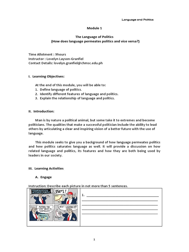 The Language of Politics (How Does Language Permeates Politics and Vice ...