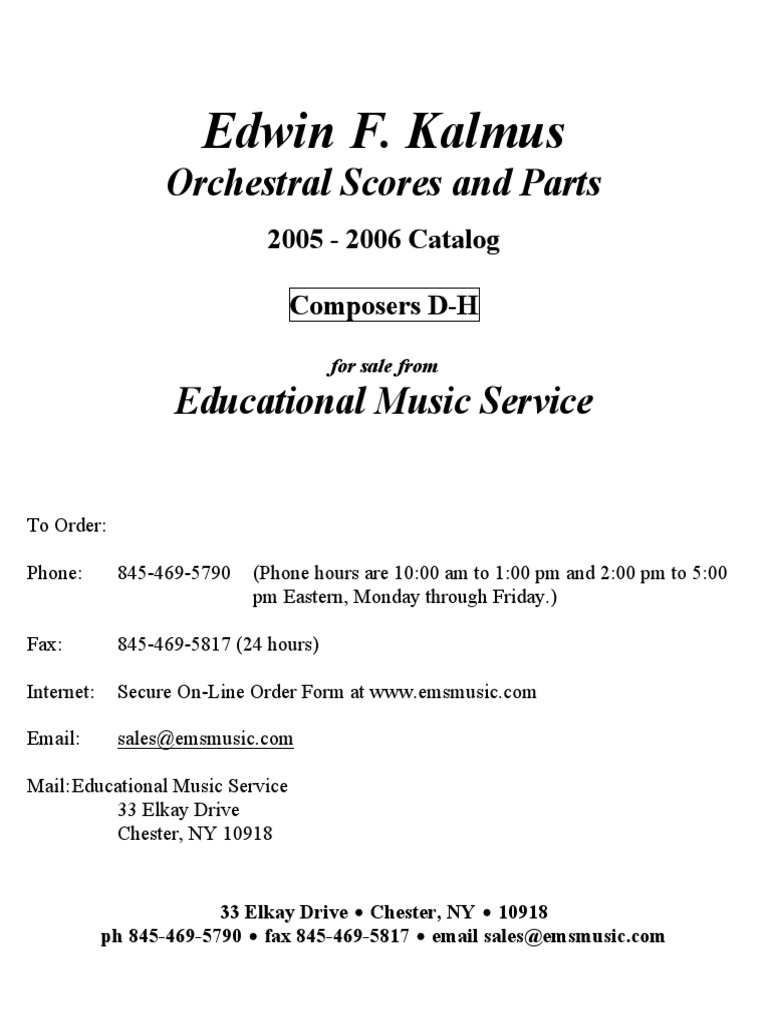 Edwin F. Kalmus: Orchestral Scores and Parts | PDF | Classical Music ...